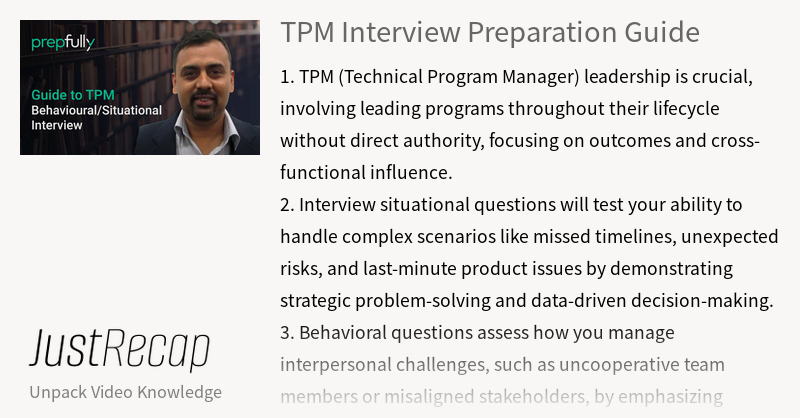 Guide to TPM Interview Questions: Behavioural/Situational Interview · JustRecap