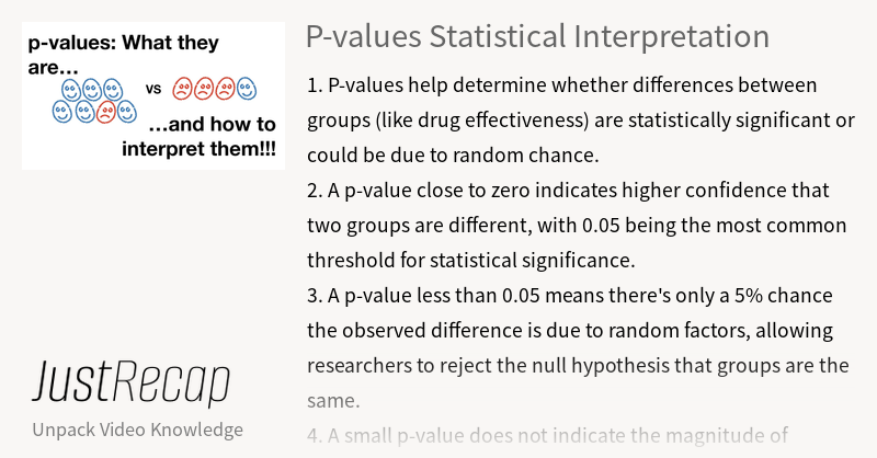 p-values: What they are and how to interpret them · JustRecap