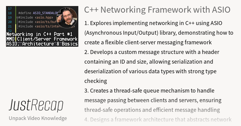 Networking in C++ Part #1: MMO Client/Server, ASIO & Framework Basics ...