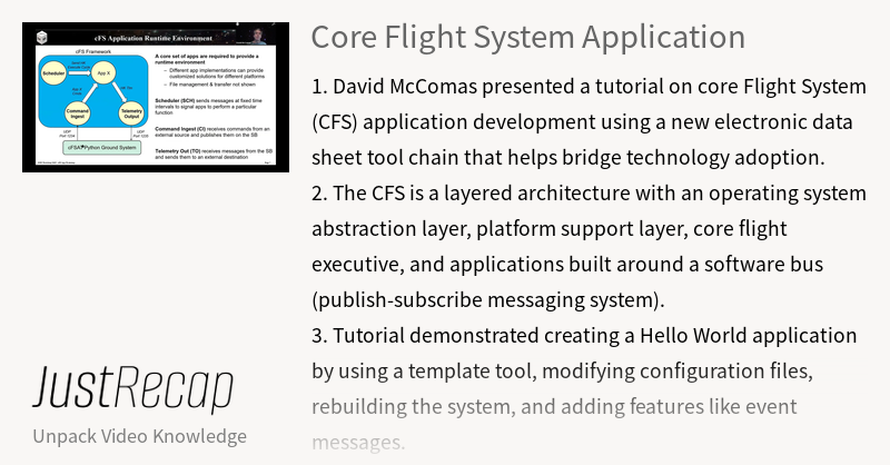 FSW 2022: core Flight System Application Tutorial - David McComas ...