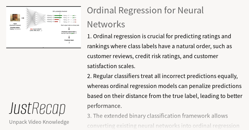 Conditional Ordinal Regression for Neural Networks (CORN) With Examples in PyTorch · JustRecap